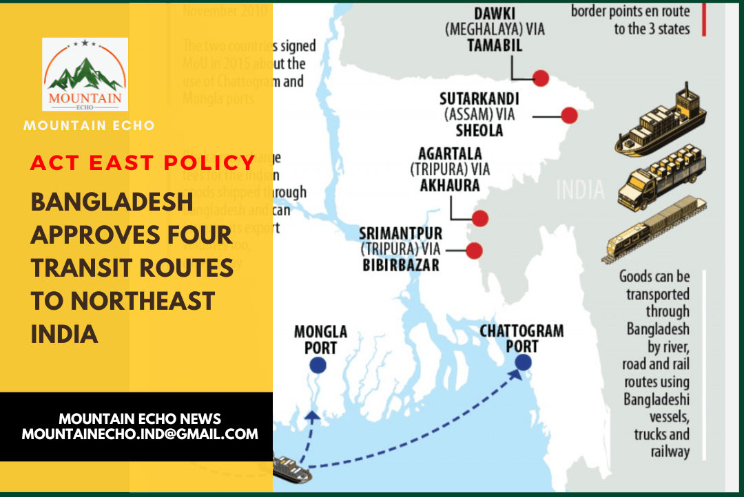 Bangladesh approves Four Transit Routes to Tripura, Northeast India
