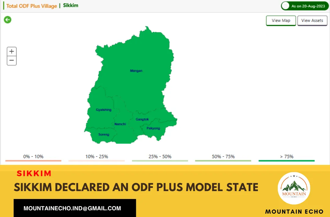 Sikkim achieves 100% Open Defecation Free (ODF) Plus Status